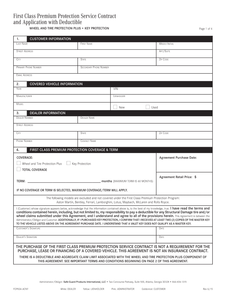 Fillable Online Wheel and Tire Protection Plus Fax Email Print - pdfFiller