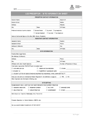 Fillable Online phoenixmed arizona LCE PRECEPTOR SITE INFORMATION SHEET ...