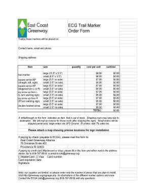 Fillable Online ECG Trail Marker Order Form - East Coast Greenway Fax ...