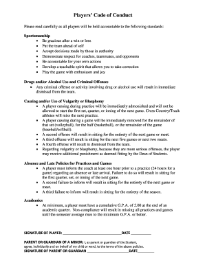 Fillable Online Players Code of Conduct - St Monica Academy Fax Email ...