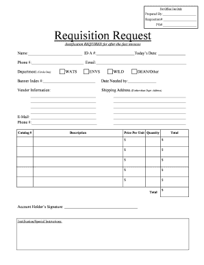 Fillable Online qcnr usu Requisition Requisition Request - Utah State University Fax Email Print ...