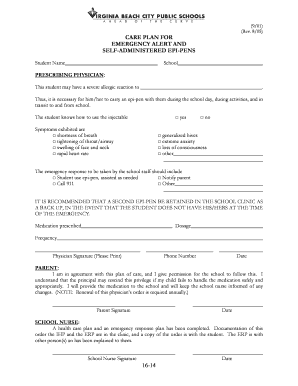 Fillable Online sosschool Emergency Alert Care Plan and Self ...