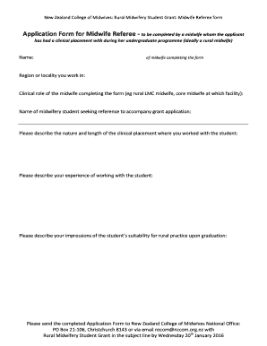 Fillable Online Application Form for Midwife Referee Fax Email Print ...