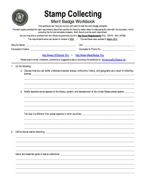 Fillable Online Stamp Collecting Merit Badge Workbook This workbook can ...