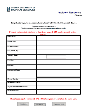 Fillable Online ohrmd dhr state ga Incident Response ...