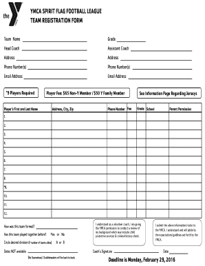 Football Team Registration Form 2020 | pdfFiller