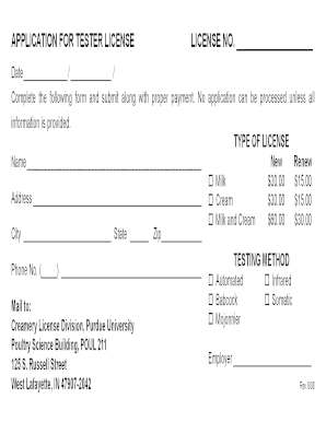 Fillable Online ansc purdue Tester License Form - Purdue Agriculture ...