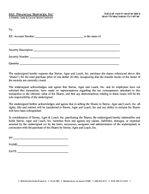 Fillable Online SAL FINANCIAL SERVICES INC A STERNE AGEE LEACH GROUP ...