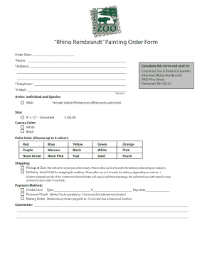 Fillable Online cincinnatizoo Rhino Rembrandt Painting Order Form ...