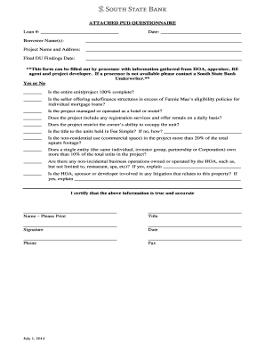 Fillable Online ATTACHED PUD QUESTIONNAIREdocx Fax Email Print - pdfFiller