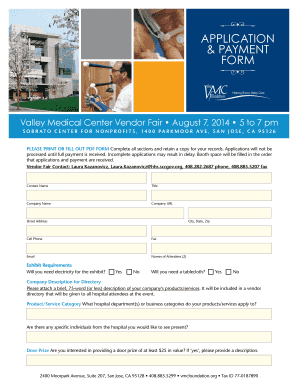 Fillable Online APPLICATION PAYMENT FORM - VMC Foundation Fax Email ...