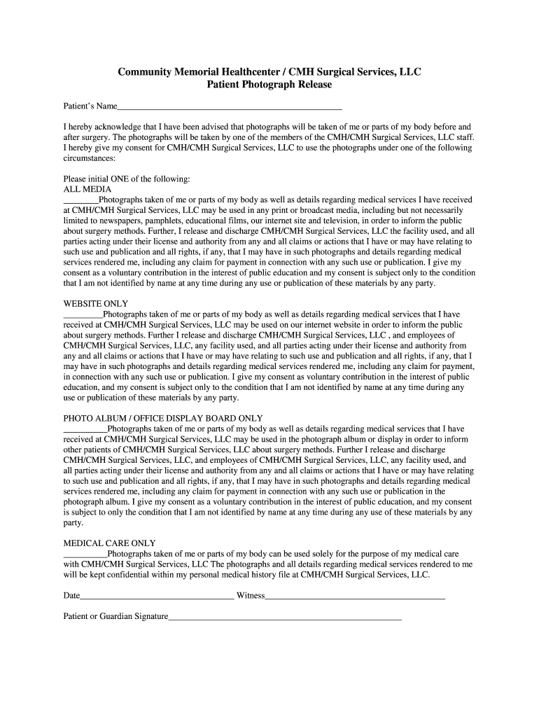 Fillable Online vcu-cmh Community Memorial Healthcenter CMH Surgical ...