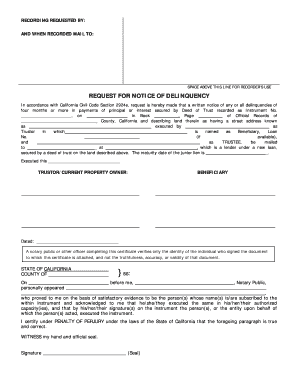 Fillable Online REQUEST FOR NOTICE OF DELINQUENCY - Pacific Coast Title ...