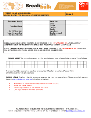 Fillable Online FASCIA NAME LOGO FORM FORM 2 COMPULSORY FOR ALL SHELL Fax Email Print - pdfFiller