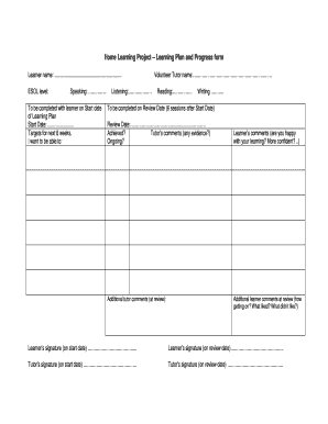 Fillable Online HLP learning plan and progress form - Metropolitan Fax ...