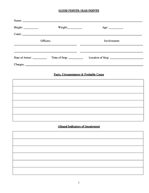 Fillable Online GOOD POINTS / BAD POINTS Fax Email Print - pdfFiller