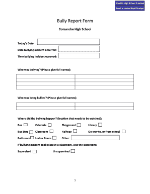 Fillable Online Bully Report Form - Comanche ISD Fax Email Print ...