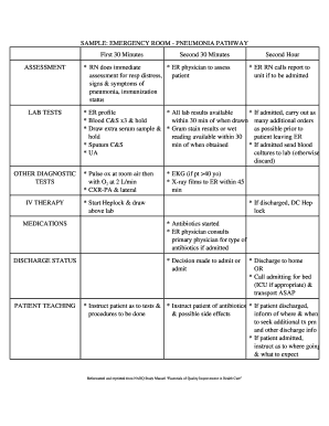 Fillable Online SAMPLE: EMERGENCY ROOM - PNEUMONIA PATHWAY Fax Email ...