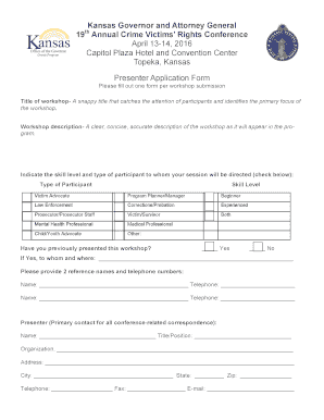 Fillable Online Presenter Application Form - Governors Grants Program ...