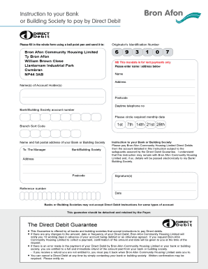 Fillable Online Instruction to your Bank or Building Society to pay by ...