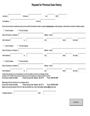 Fillable Online ehs wisc Request for Previous Dose History - ehswiscedu ...