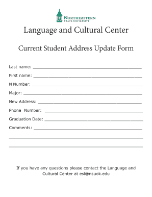 Fillable Online ESL Current Student Address Update Form Fax Email Print ...