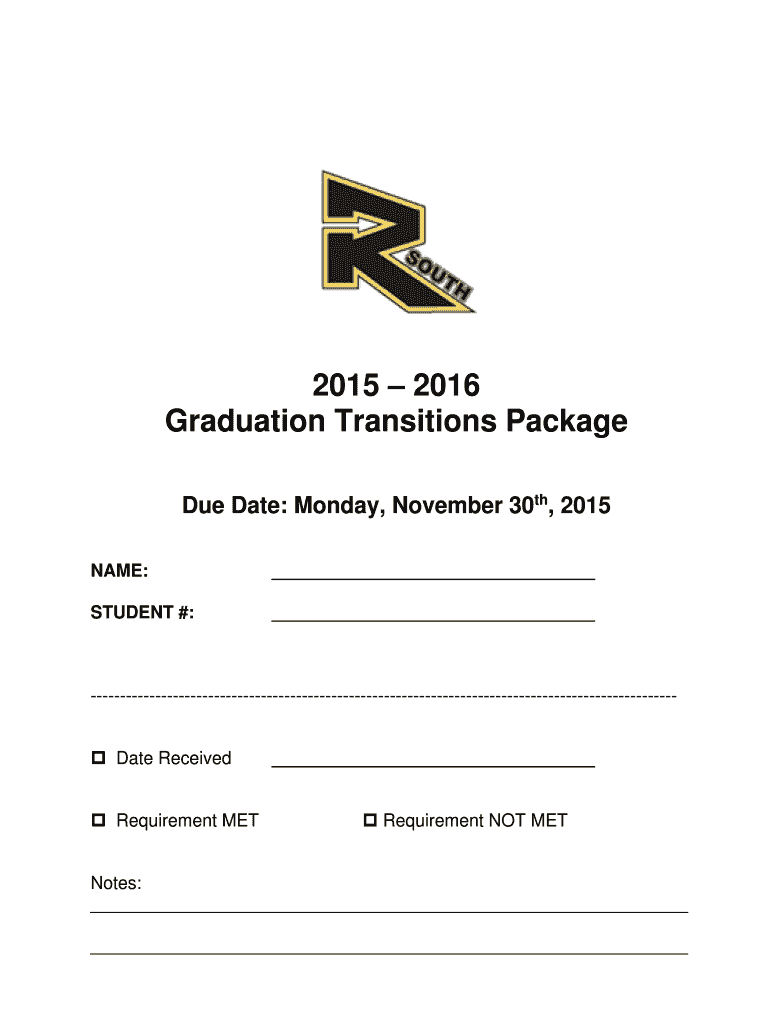Fillable Online 2015 2016 Graduation Transitions Package Fax Email ...