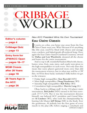 Fillable Online cribbage Wwwcribbageorg Volume 28 No 1 Cribbage World ...