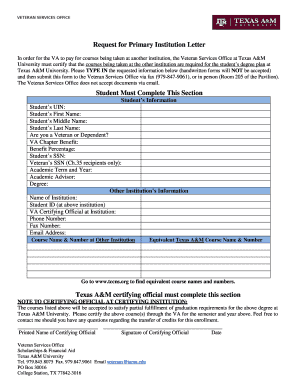 Fillable Online Request for Primary Institution Letter - Veterans ...