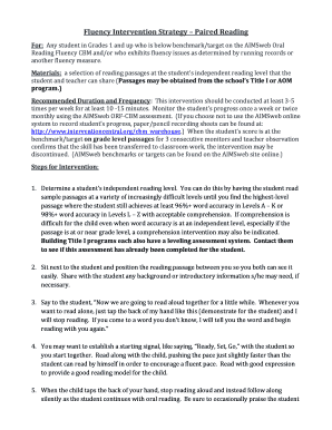 Fillable Online Fluency Intervention Strategy Paired Reading Fax Email ...