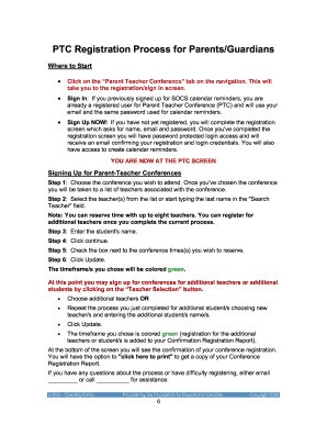 Fillable Online PTC Registration Process for ParentsGuardians Fax Email ...