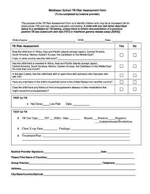 Fillable Online Children TB Risk Assessment Form Fax Email Print ...