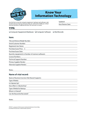 Fillable Online Know Your Information Technology - IBHS Fax Email Print ...