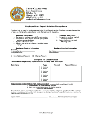 Fillable Online Employee Direct Deposit Initiation and Change Form Fax ...