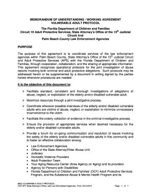 Fillable Online MEMORANDUM OF UNDERSTANDING WORKING AGREEMENT Fax Email ...