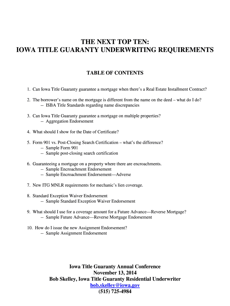 Fillable Online Commitment for Iowa Title Guaranty Title Certificate ...