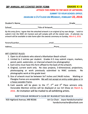 Fillable Online Grades K-5 ENTRY FORM 2016docx Fax Email Print - pdfFiller