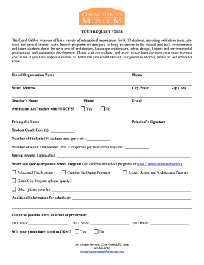 Fillable Online Tour Request Form TemplateUpdated 12 10 2014.docx Fax ...