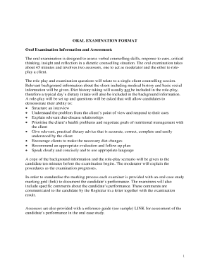 Fillable Online ORAL EXAMINATION FORMAT Oral Examination Information ...