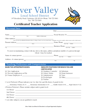 Fillable Online rivervalley k12 oh River Valley Local School District 197 Brocklesby Road ...