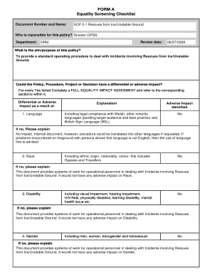 Fillable Online FORM A Equality Screening Checklist Document Number and ...