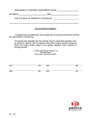Fillable Online ADDENDUM TO CONTRACT AGREEMENT DATED BETWEEN AND FAX ...
