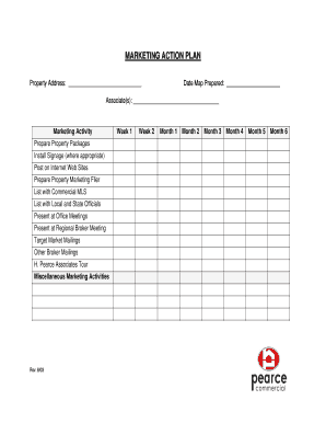 Fillable Online MARKETING ACTION PLAN - Pearce Real Estate Company Fax ...
