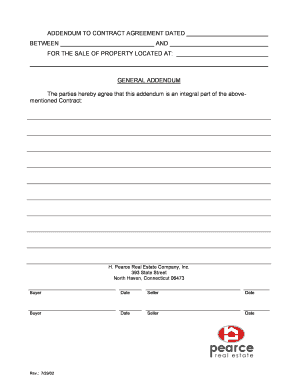 Fillable Online ADDENDUM TO CONTRACT AGREEMENT DATED - hpearcecom Fax ...