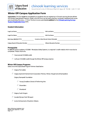 Fillable Online Winter Off-Campus Application Form Fax Email Print ...