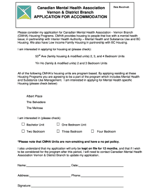 Fillable Online vernon cmha bc CMHA Housing Application 2012.doc Fax ...
