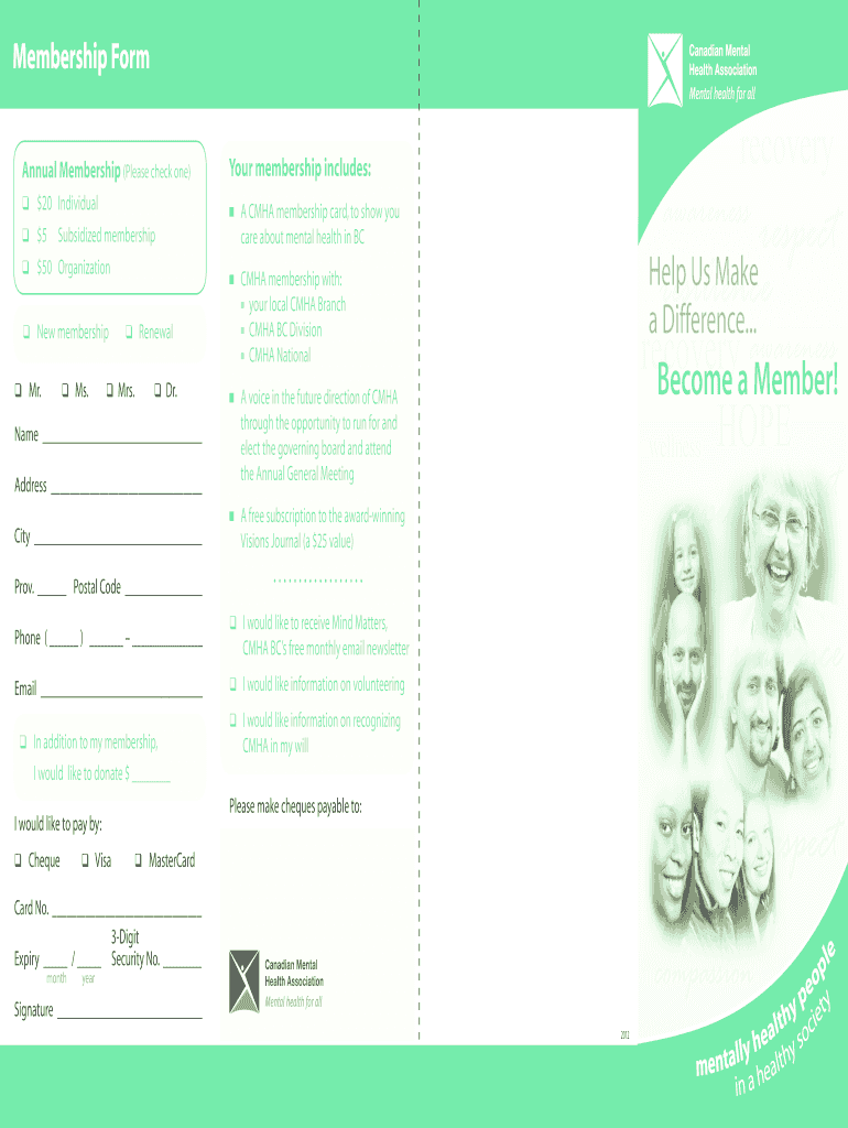 Fillable Online CMHA Membership Brochure Fax Email Print - pdfFiller