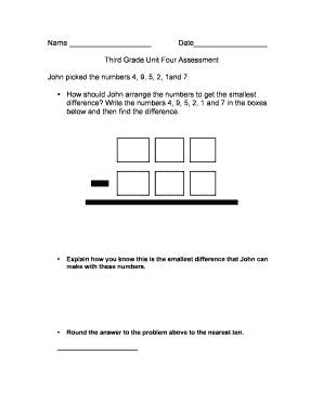 Fillable Online gomaisa Third Grade Place Value assessment - Featured ...