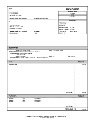 Fillable Online INVOICE FROM: Ace Appraisals INVOICE NUMBER P Fax Email ...