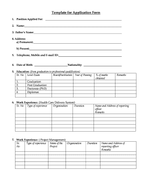 Fillable Online uphealth up nic Template for Application Form - Medical ...